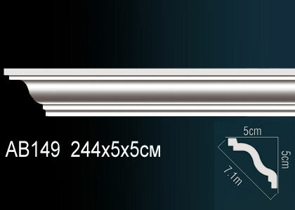 Карниз потолочный 50x50 мм плинтус полиуретановый под покраску Perfect AB 149-1 метр