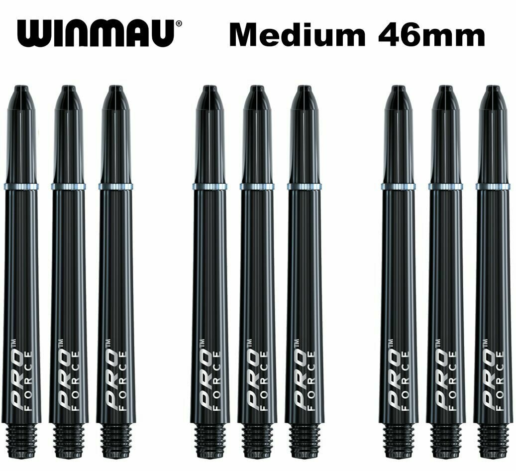 Хвостовики (9 шт) для дротиков Winmau Pro Force (Black, Medium, 46mm)