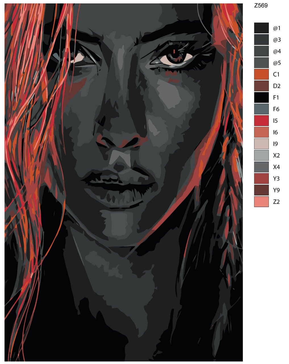 Картина по номерам Z-569 "Скарлетт Йоханссон. Черная вдова" 40x60