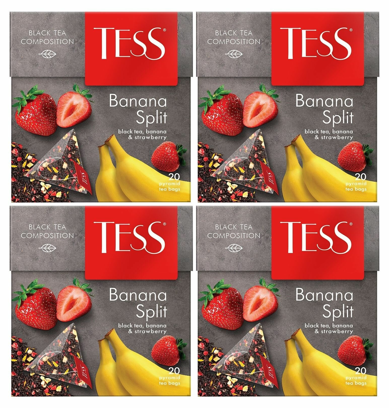 Чай черный в пирамидках фруктовый Tess Banana Split, 20 пакетиков х 4шт