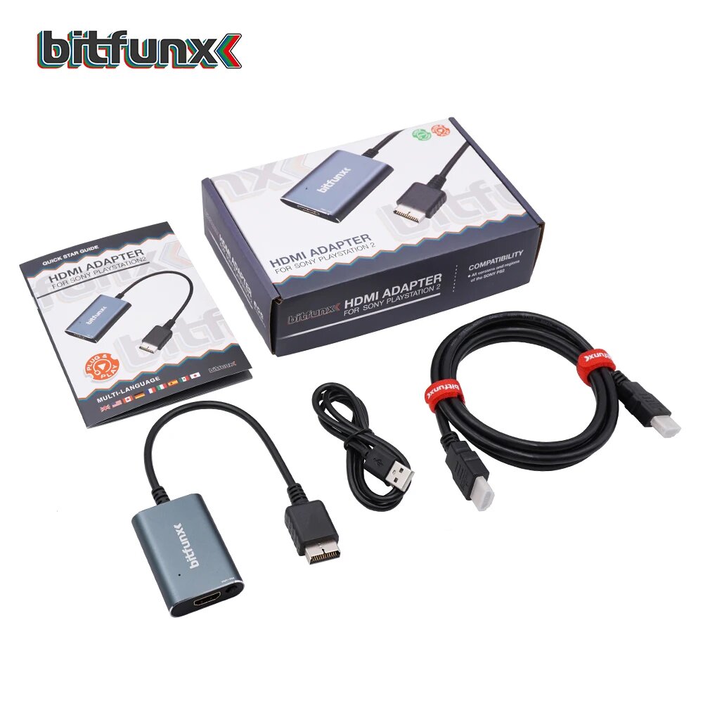 BitFunx HDMI-совместимый адаптер-конвертер для Sony PS2 в современный телевизор, включая RGB/компонентный переключатель