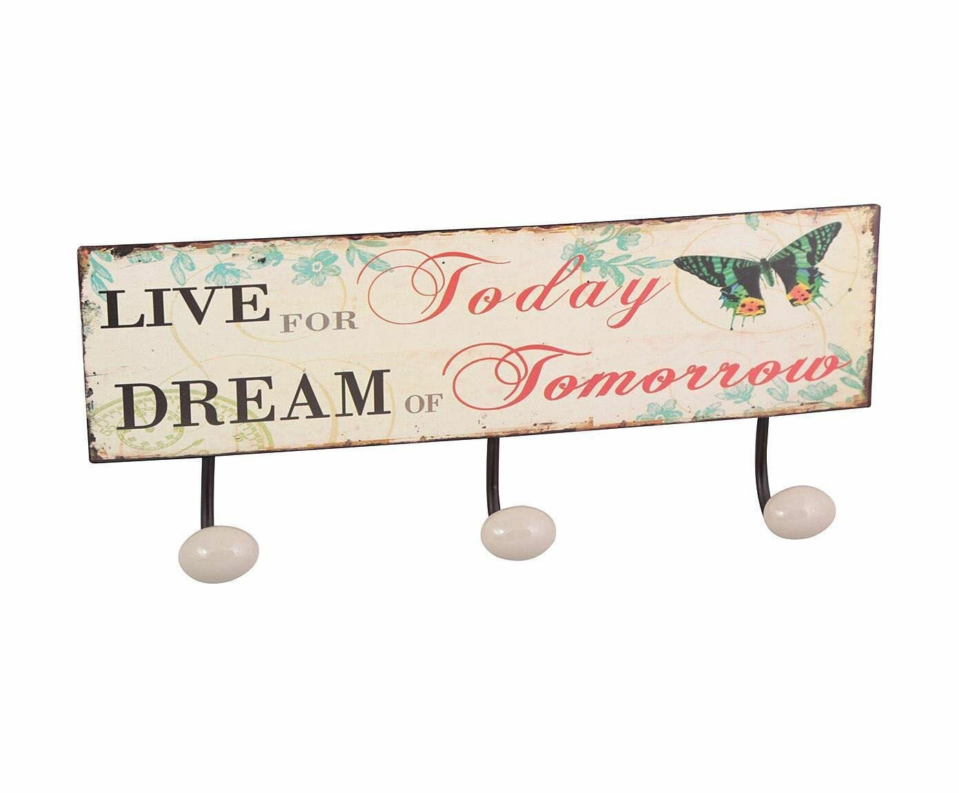 Металлическая декоративная настенная вешалка с 3 крючками