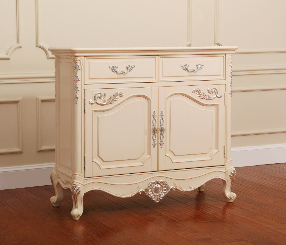 Буфет для посуды, классика, из дерева, малый, белый