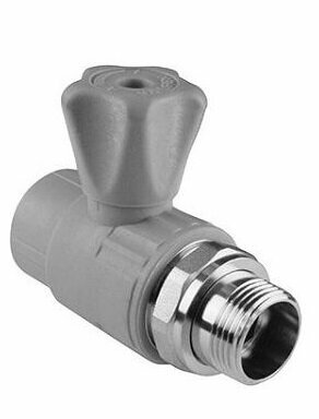 Кран шаровый для радиатора прямой VALFEX PP-R 20 х 1/2 серый (10/60) 10149020Г