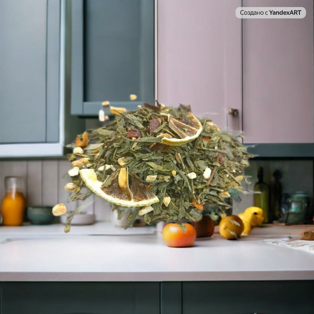 Fresh Lime. Китайский элитный чай Сенча/с добавлением цедры лимона, шиповника, долек лимона, листочков мяты с ароматом лайма (100 гр.)