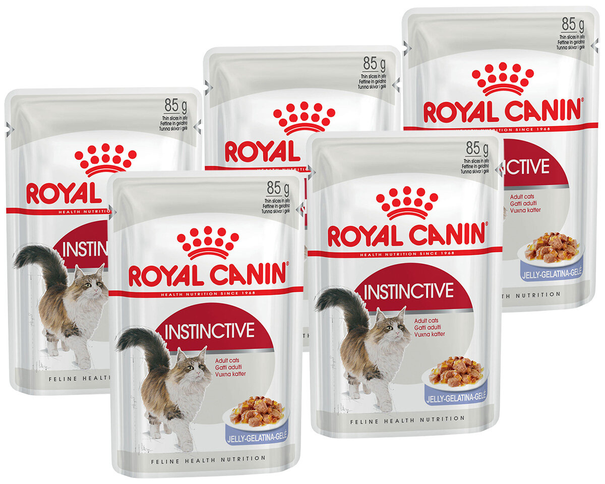 Корм влажный Royal Canin Instinctive для взрослых кошек в желе пауч, 85 г х 5 шт