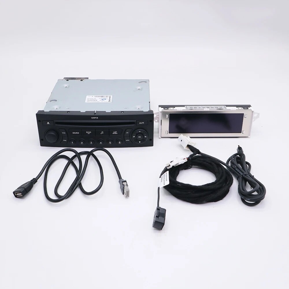 Автомагнитола RD45 с CD-плеером, экраном Type-C, USB, AUX-кабелем, Bluetooth и микрофоном для Peugeot 207, 206, 307, Citroen C3, C4, C5