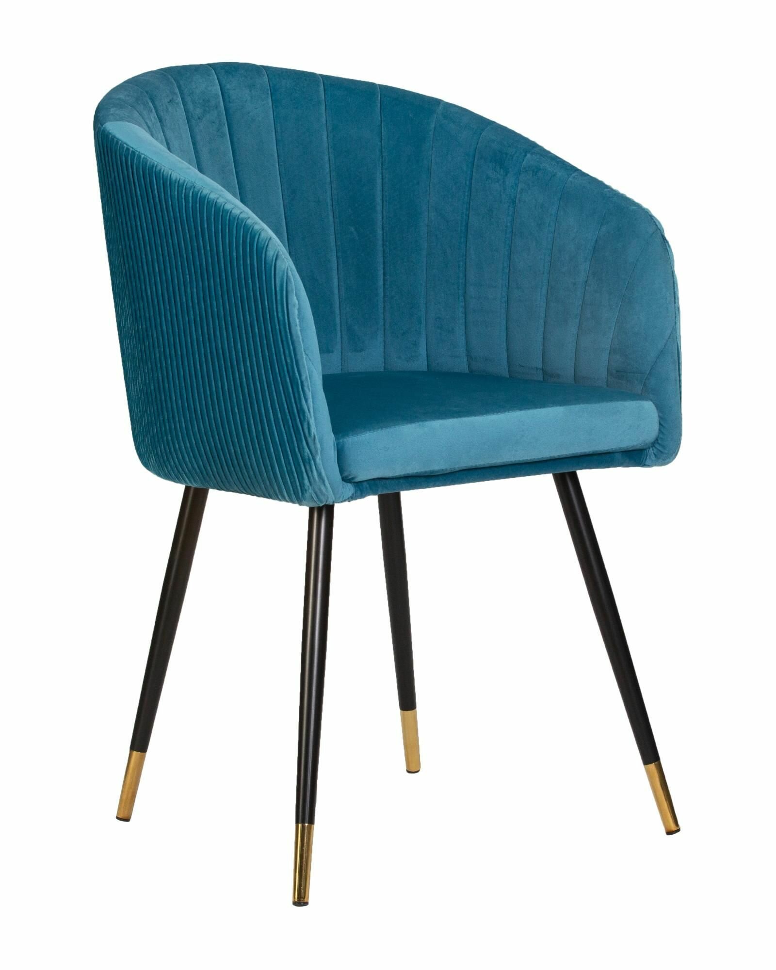 Стул обеденный MARY (1922-7) DOBRIN синий, ткань, металл, мягкое сиденье, с подлокотниками