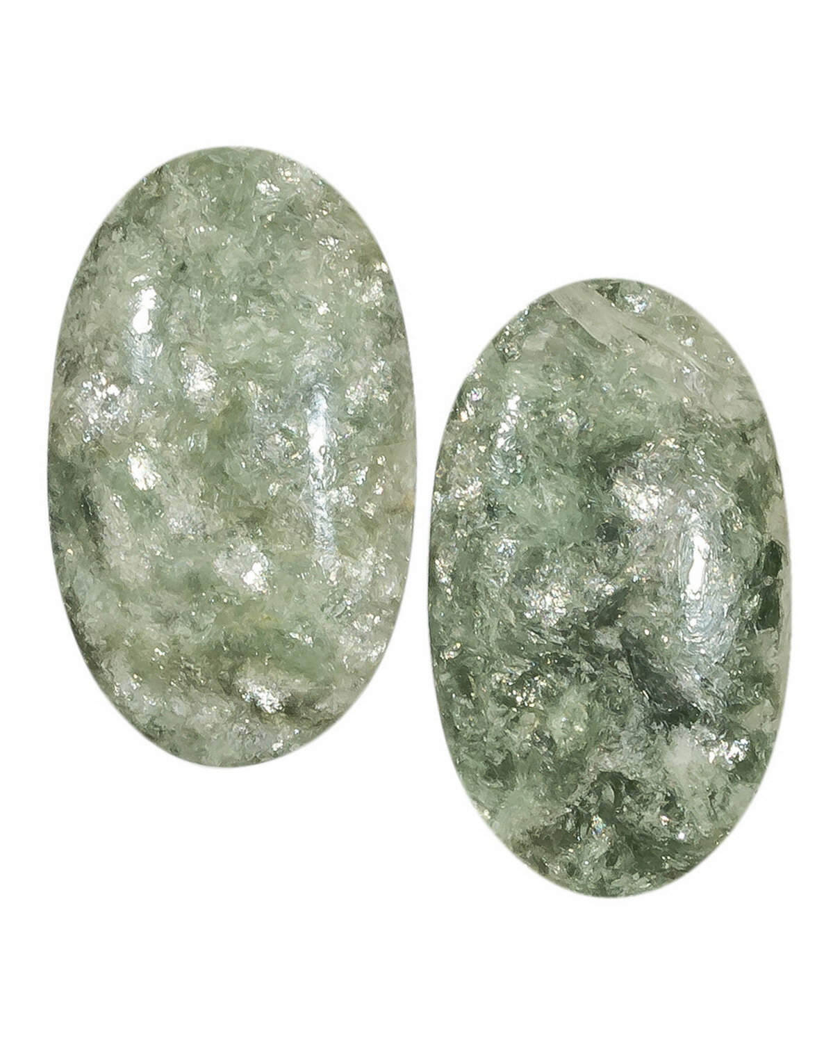 Парагонит (пара), кабошоны из минерала, размер: 31х18х4 мм, натуральный камень.