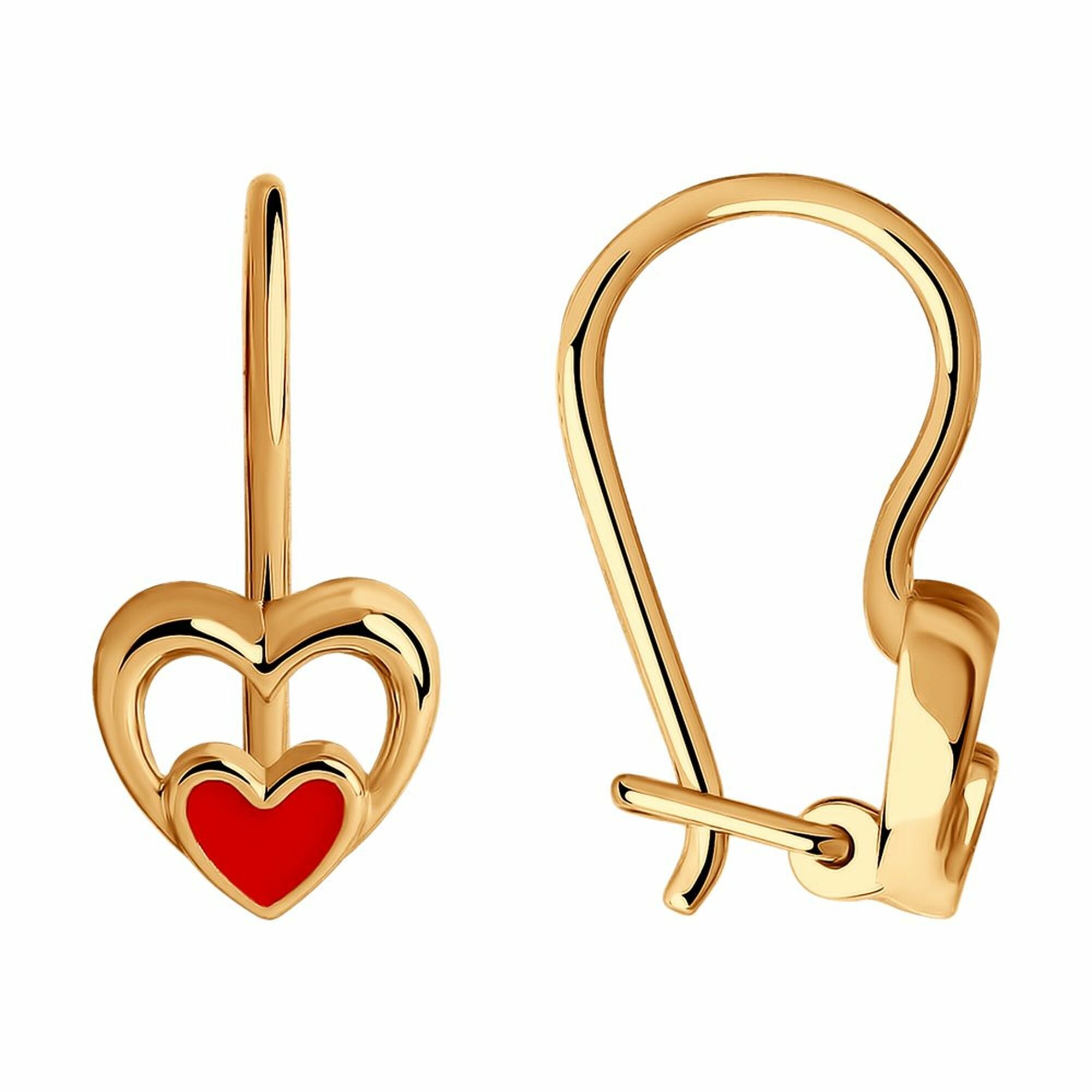 Серьги, красное золото, 585 проба, эмаль