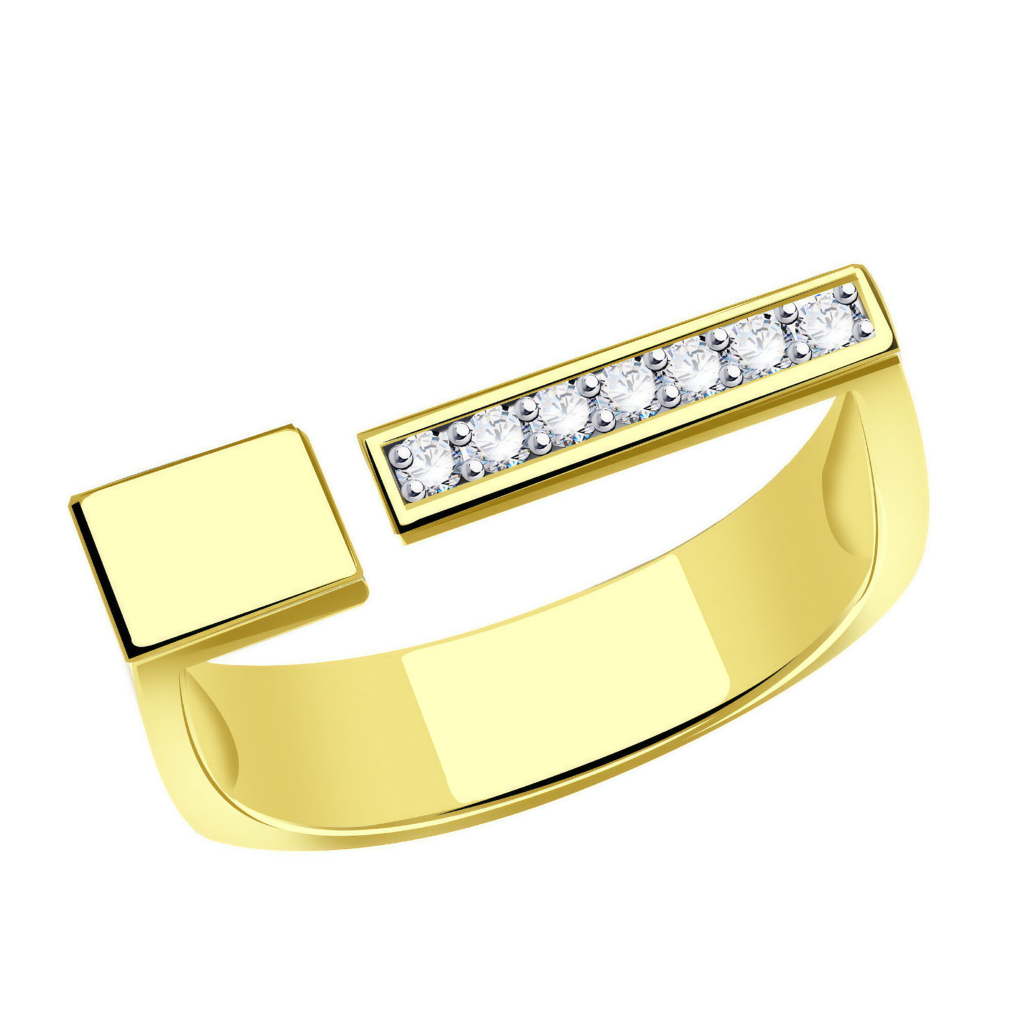 Кольцо дорожка, желтое золото, 585 проба, фианит