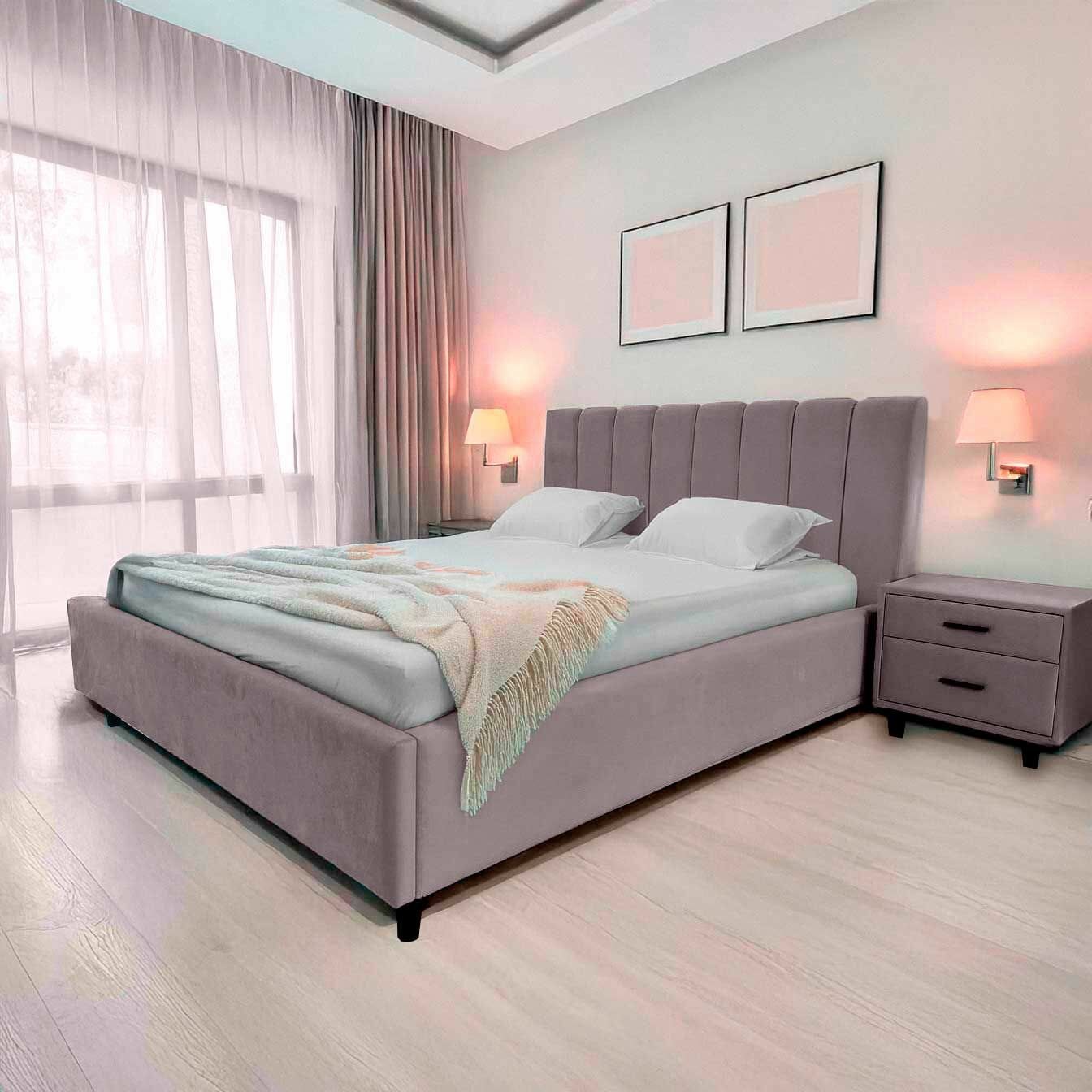 Двуспальная кровать "Диана" с подъемным механизмом и ящиком для белья