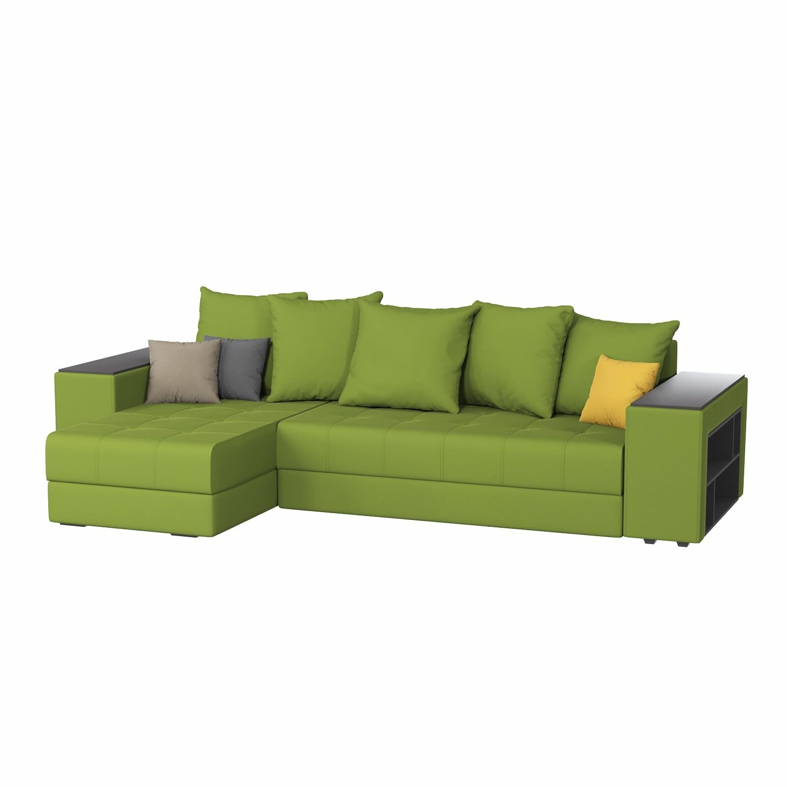 Угловой диван Дубай в велюре ЗараГрин, механизм еврокнижка