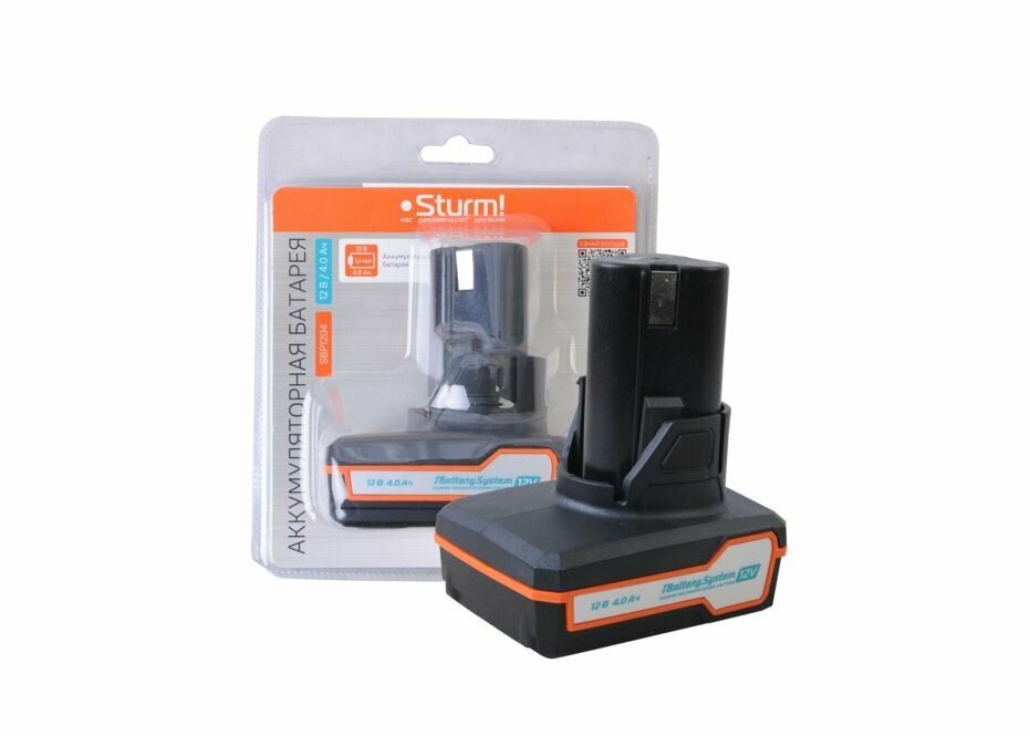 SBP1204 Аккумулятор Sturm, 12В, 1BatterySystem12V, 4.0Ач, Li-Ion, Батарея 12V пистолетная рукоятка