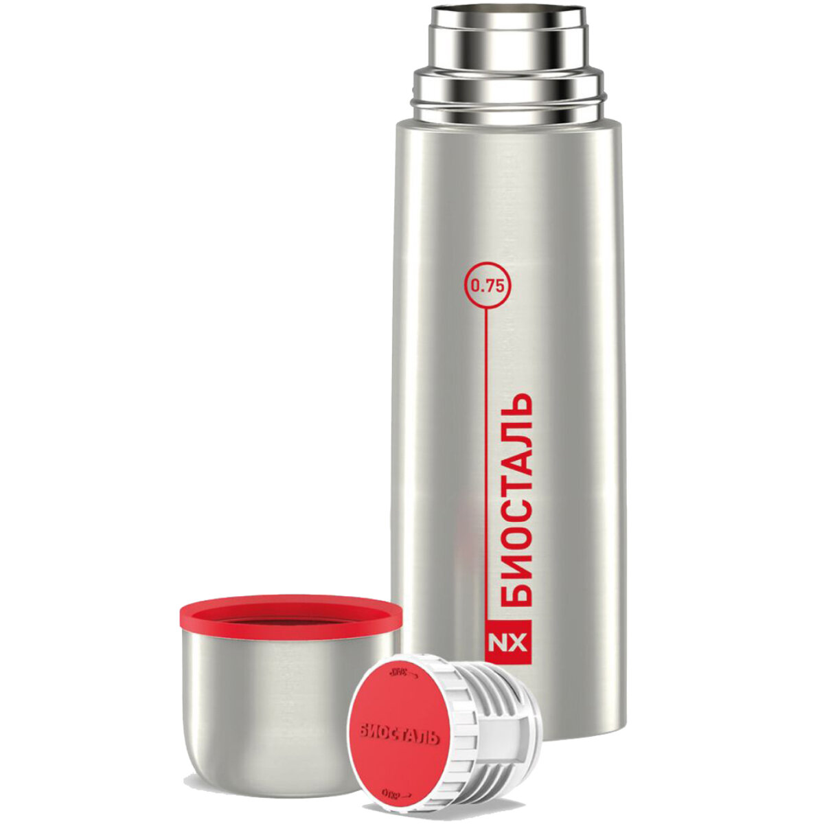 Термос Biostal 0.75л из нержавеющей стали с узким горлом облегченный, NX-750