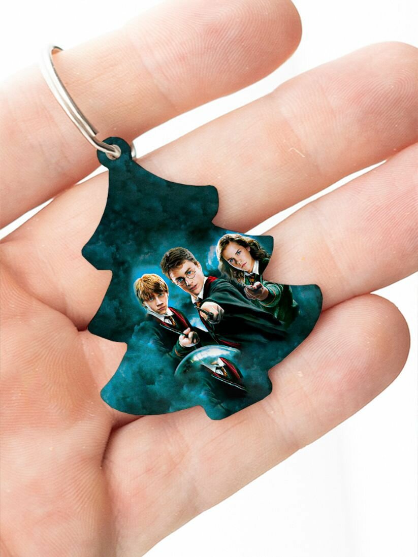 Брелок для ключей Елка с принтом Гарри Поттер, игрушка на елку и новогодние украшения