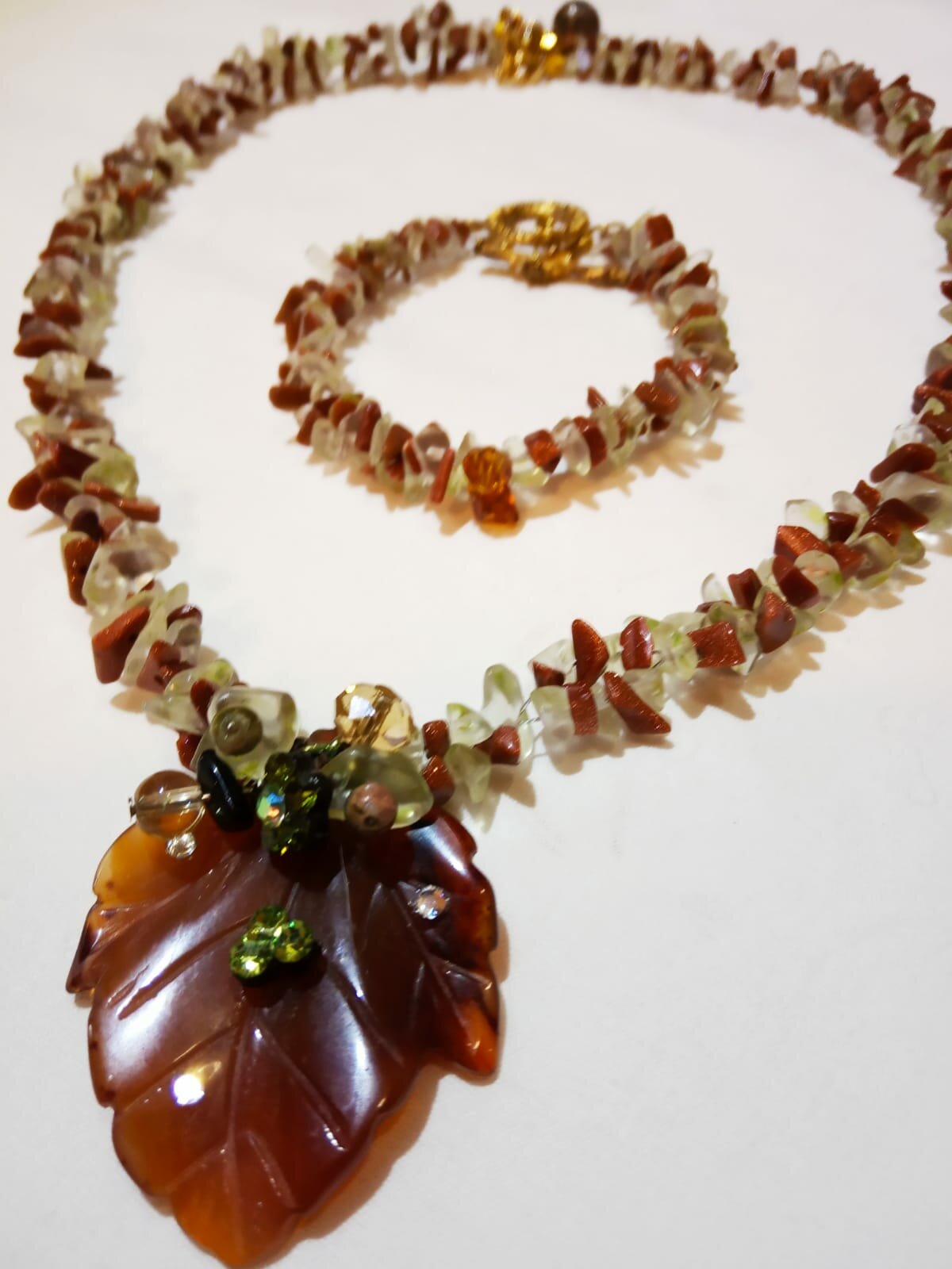 Комплект бижутерии: браслет, колье, серьги, кристалл