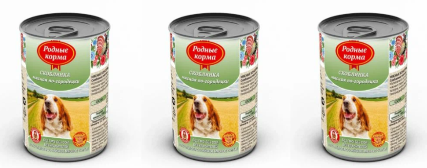 Консервы для собак Родные Корма Скоблянка мясная по-городецки, 410 г, 3 шт
