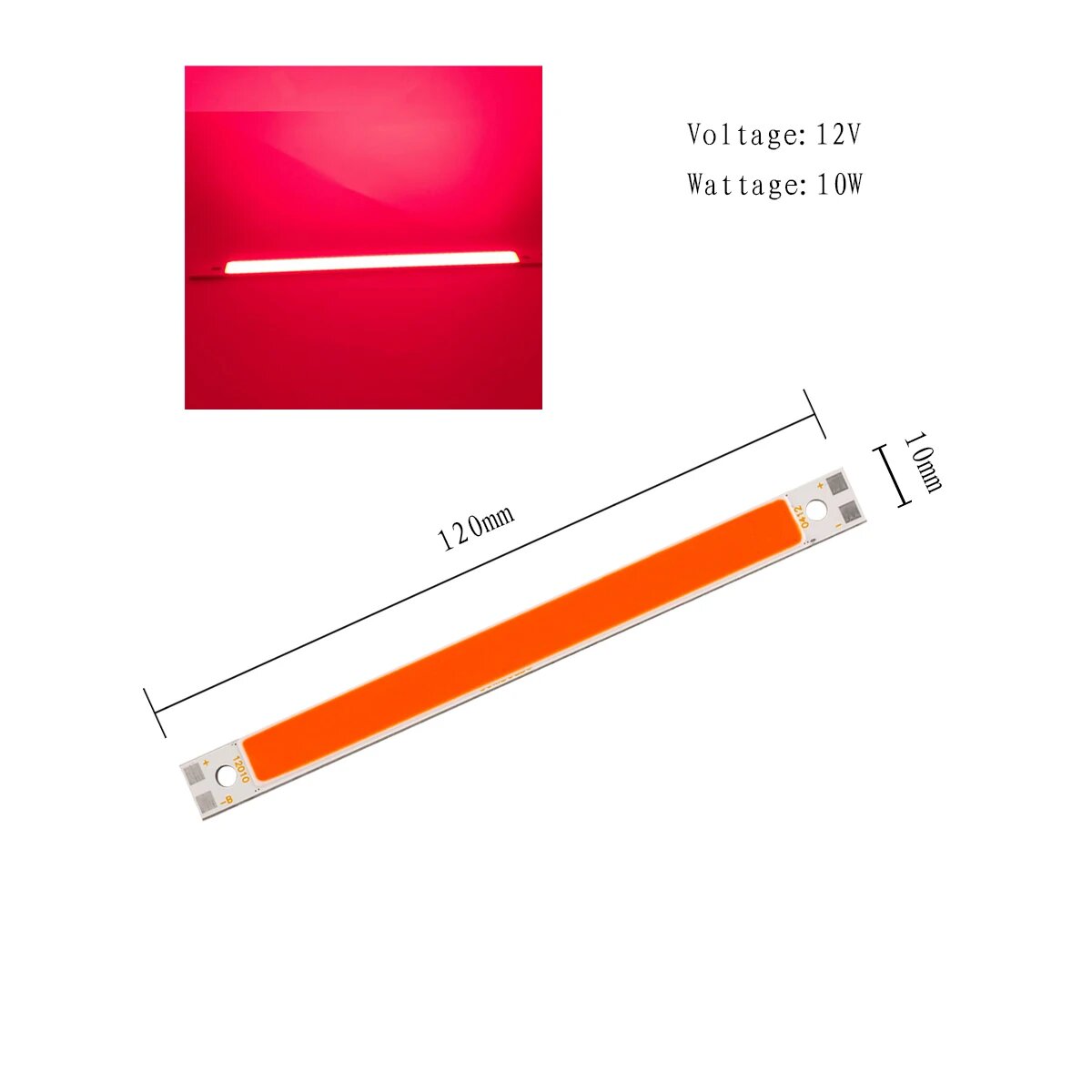 Светодиодная лента красная 120*10 мм, 10 Вт, 12V