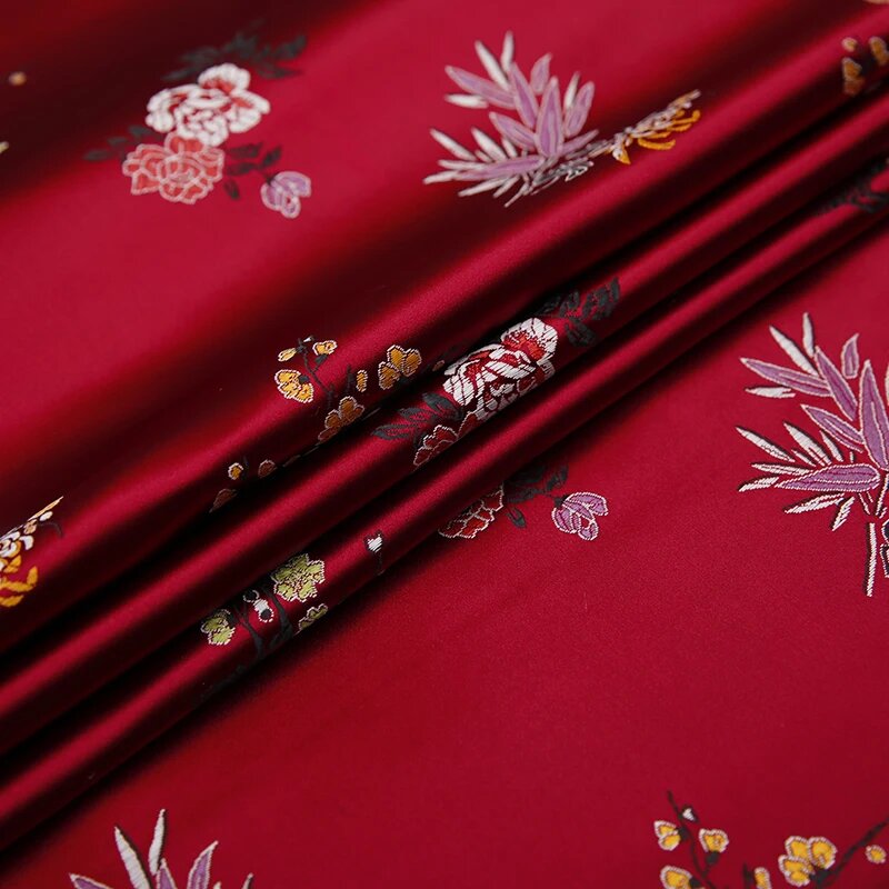 Жаккардовые ткани с парчовым узором 100% полиэстер Красный, Claret fabric