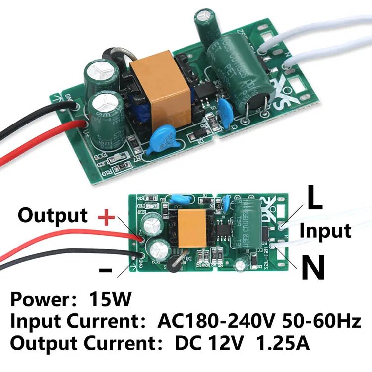 Трансформатор DT&ZM для светодиодных ламп 6/15/36/48 Вт 15W DC12V 1.25A