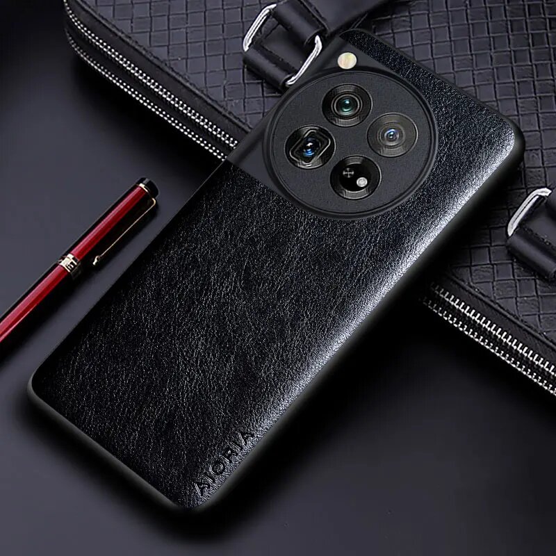 Роскошный кожаный чехол для Oneplus 12 12R Funda Business, однотонный мягкий чехол для телефона из ПК, чехол Funda Capa Black, Oneplus 12