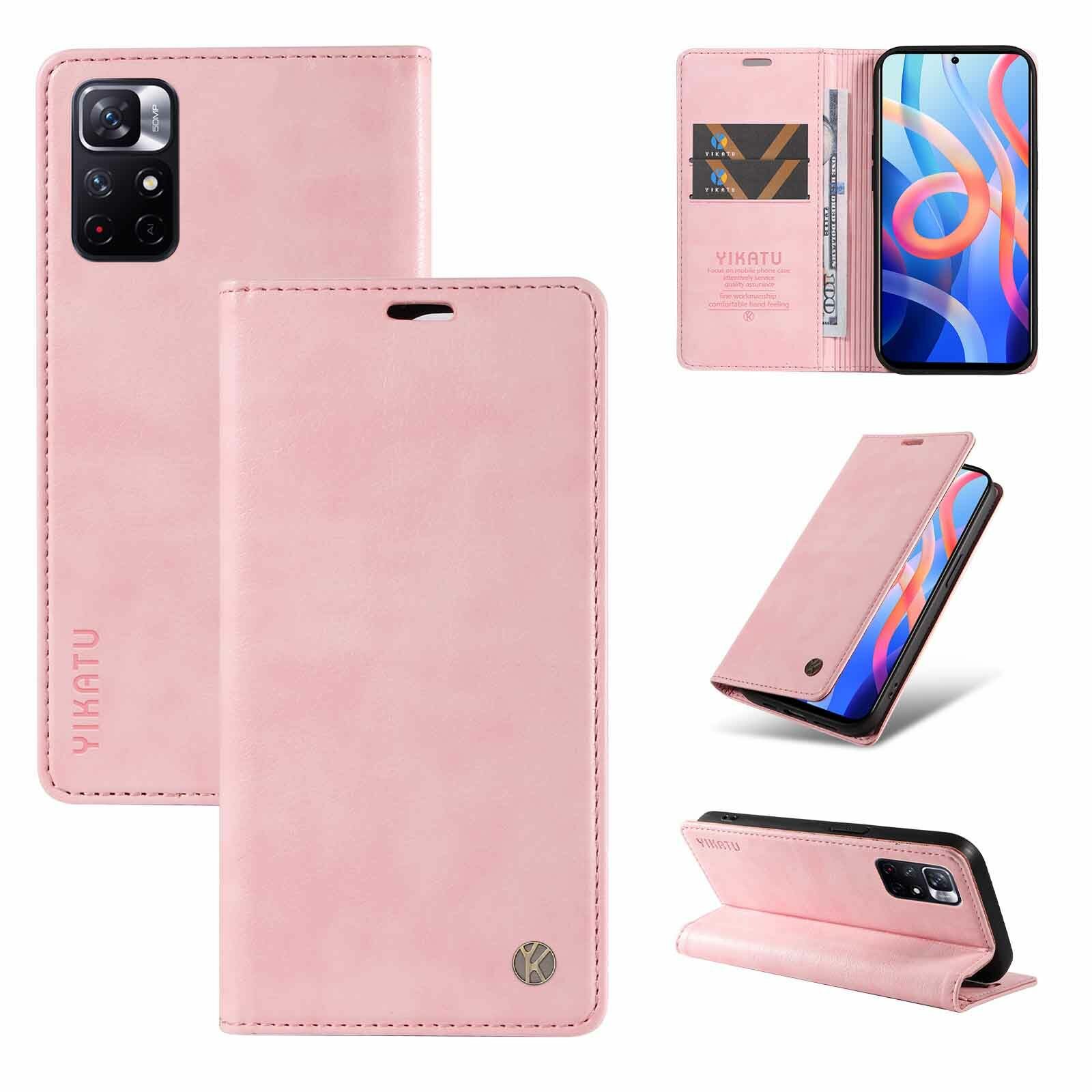 YIKATU Кожаный чехол для Xiaomi Poco M4 Pro 5G и Redmi Note 11S 5G / Поко М4 Про 5G и Нот 11S 5G с визитницей из экокожи книжка