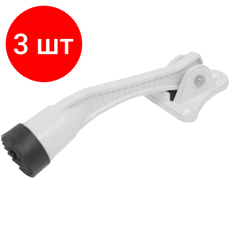 Комплект 3 штук, Фиксатор _УЗК_козья ножка дверной Аллюр КН-130 РУ ( 15491) белый RAL9016
