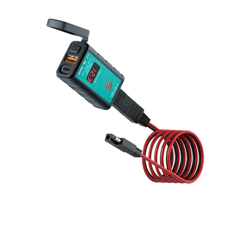 12 В USB зарядное устройство для мотоцикла водонепроницаемый переключатель с вольтметром адаптер для быстрой зарядки переходник с разъемом USB Type-C аксессуары для мотоциклов A 1M USB Type-C