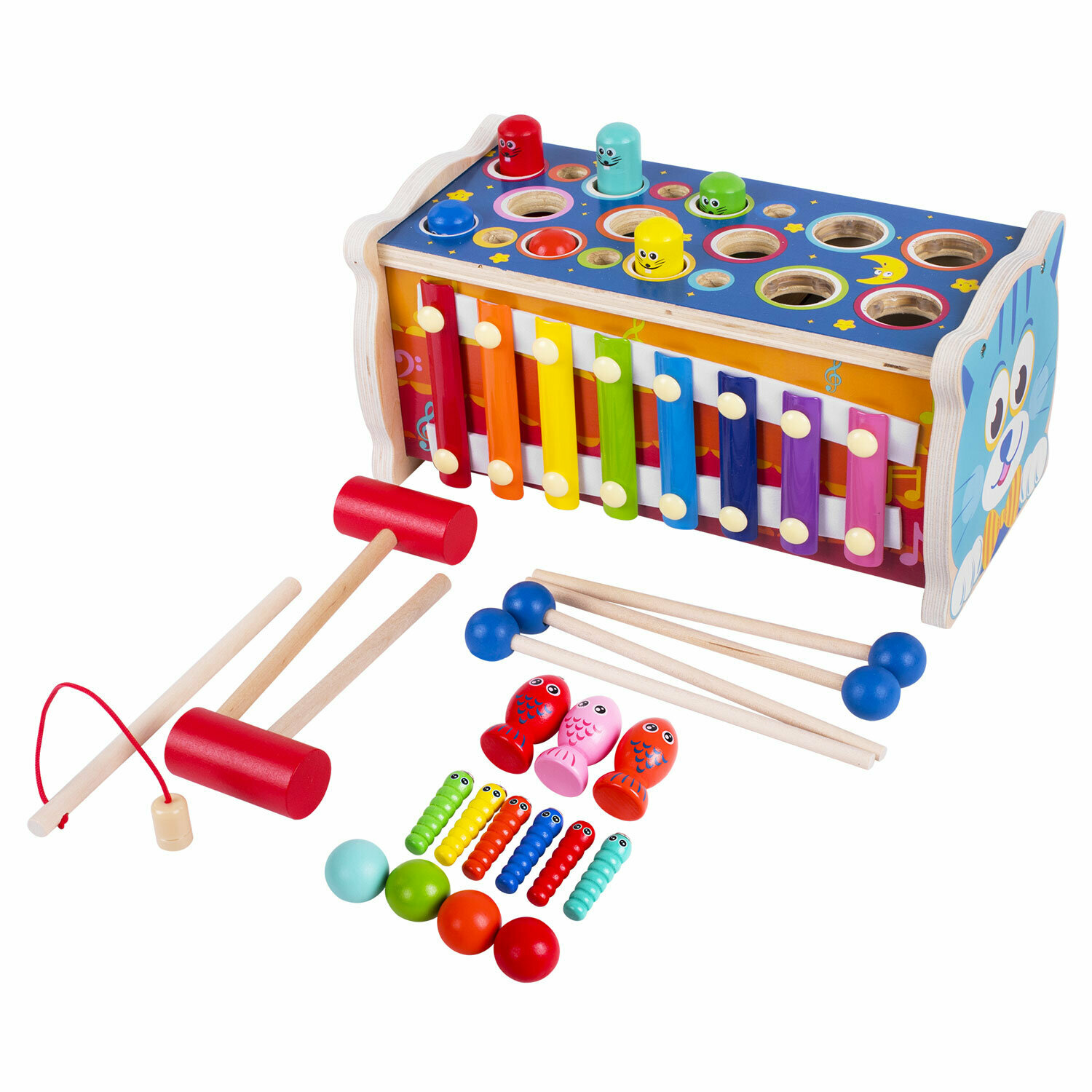 Большой игровой центр Brauberg Kids 7 в 1 ксилофон рыбалка молоточки дерево 665249
