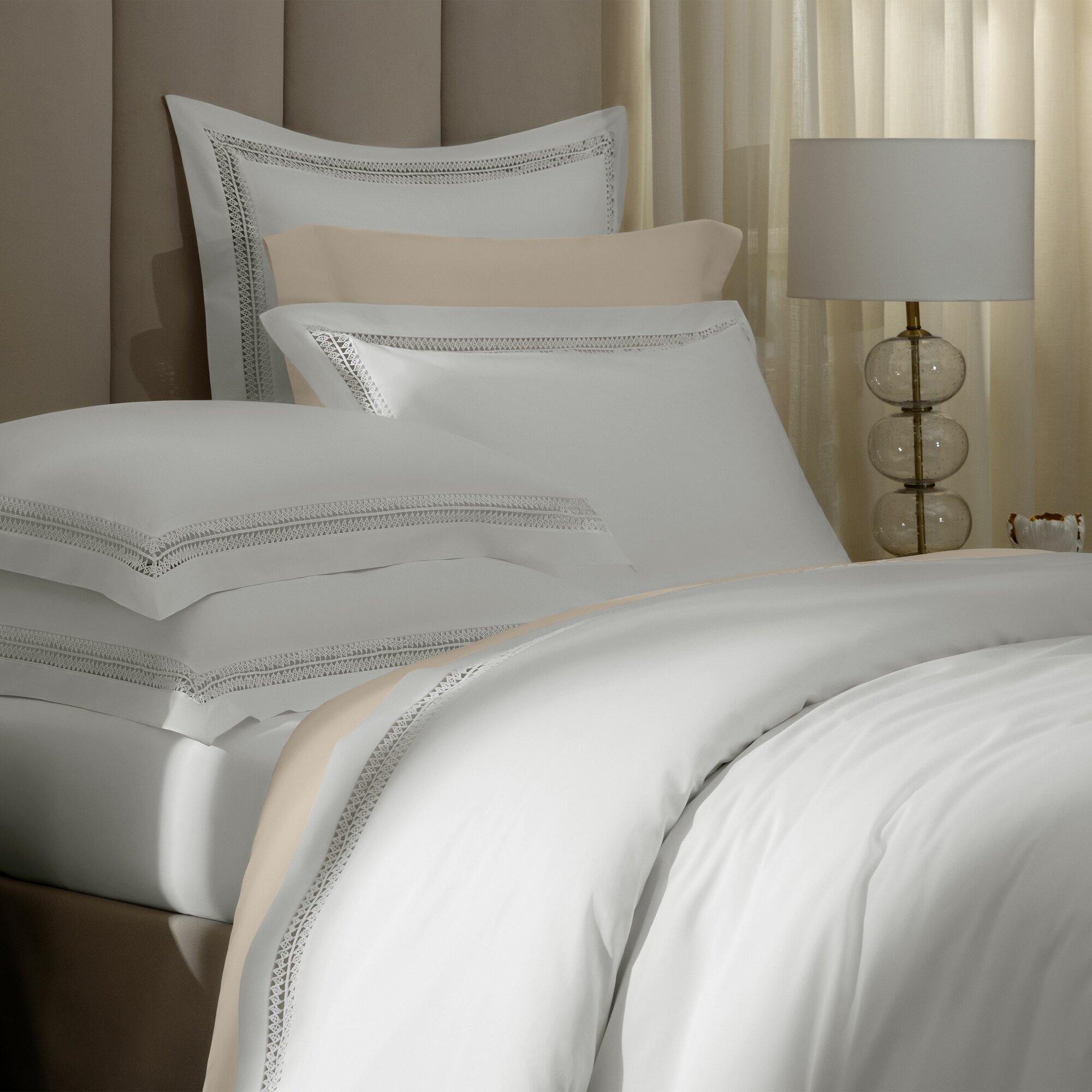 Togas Наволочка "Севиньи" с кружевами, сатин, хлопок, 50х70, белая