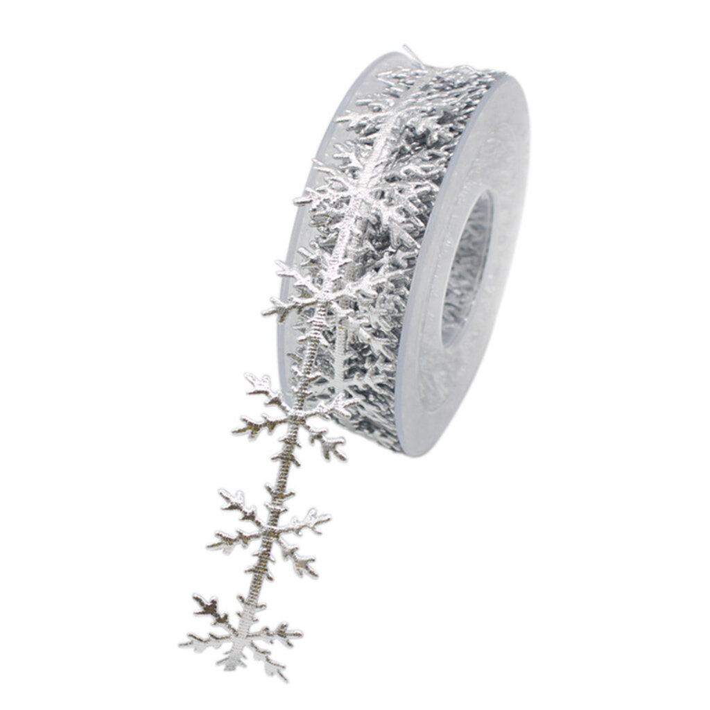 Креативная рождественская кружевная отделка ленты, золотая серебряная блестящая лента в форме снежинки для украшения дня рождения, свадьбы, вечеринки