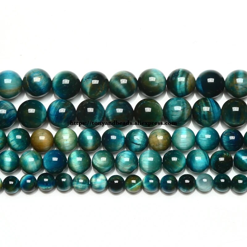 Бусины Tony and Beads Павлин синий тигровый глаз агат 6 8 10 12 мм 8mm 45 to 48pcs