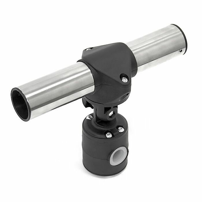 Держатель спиннинга Poseidon сквозной на леер наклонный (несъемный), нержавеющая сталь