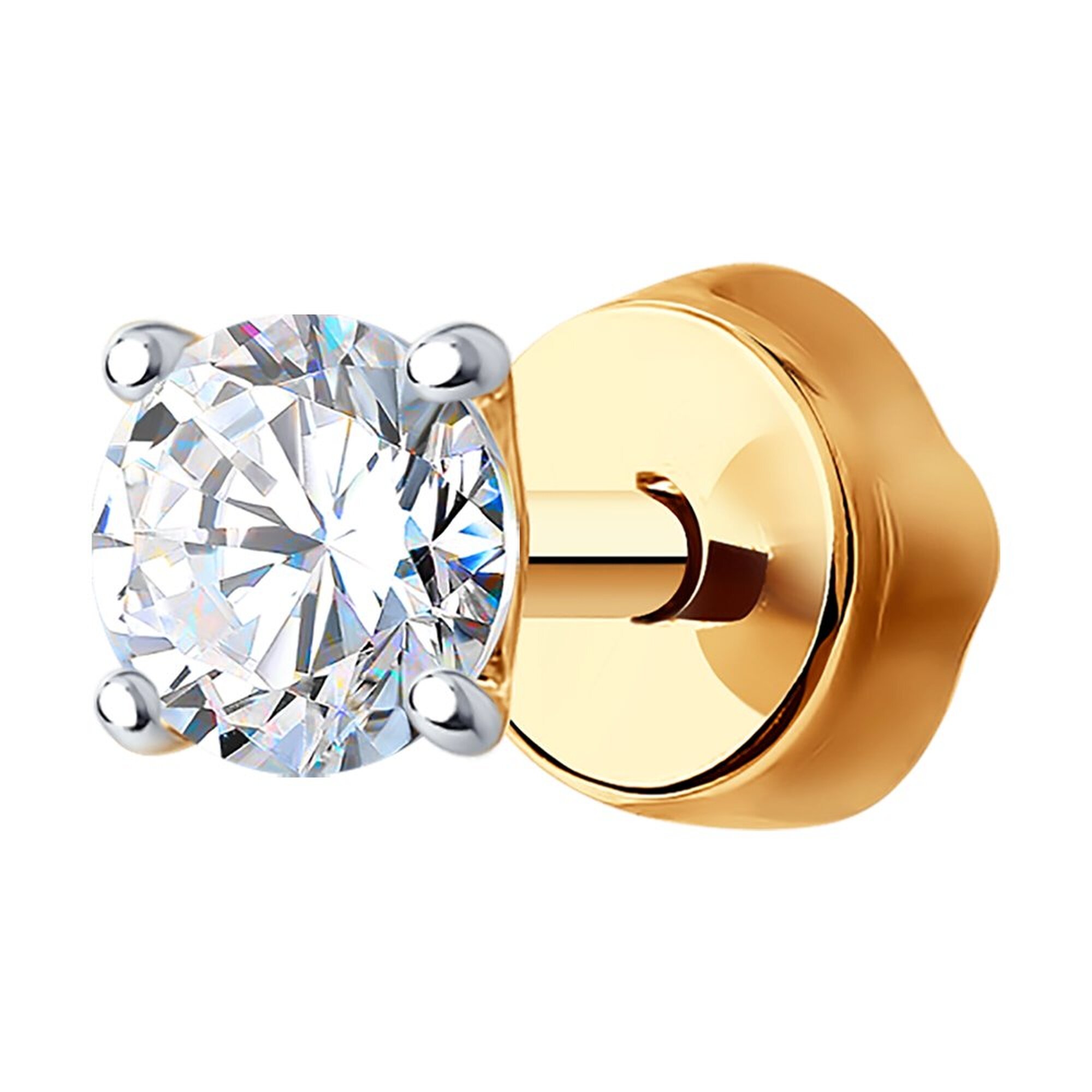 Моносерьга, красное золото, 585 проба, фианит