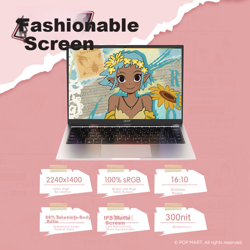 Ноутбук Acer Swift 5 Princess Edition 14 дюймов 2.2K (13th Gen i5, 16GB RAM, 1TB SSD) Pink, N24JW8