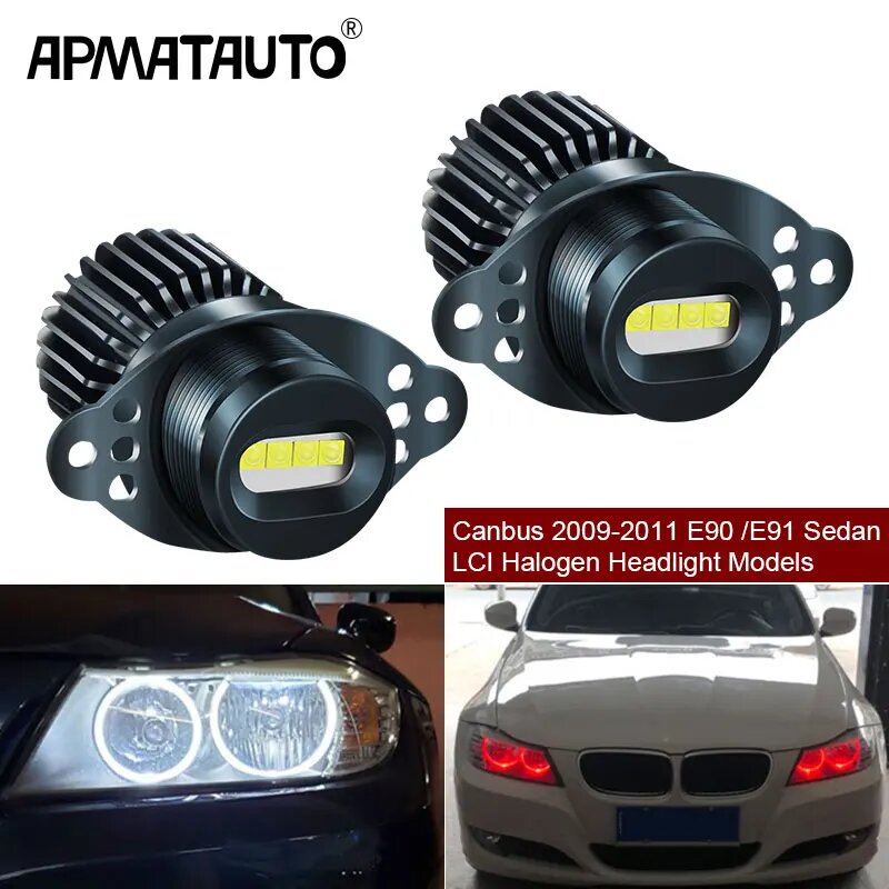 Светодиодные фары «ангельские глазки», 2 шт, 40 Вт, Canbus, без ошибок, для BMW E90, E91, 328i, 335i, 2009-2011, LCI, не ксеноновые, белые, красные, синие