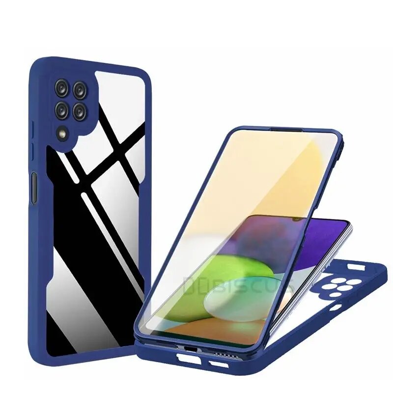 Чехол на Samsung M12 A12 A22 M22 M32 Роскошный 360 полный защитный чехол для телефона для Samsung Galaxy A12 M12 A22 противоударный чехол на самсунг A 12 22 M 32 Синий, M22