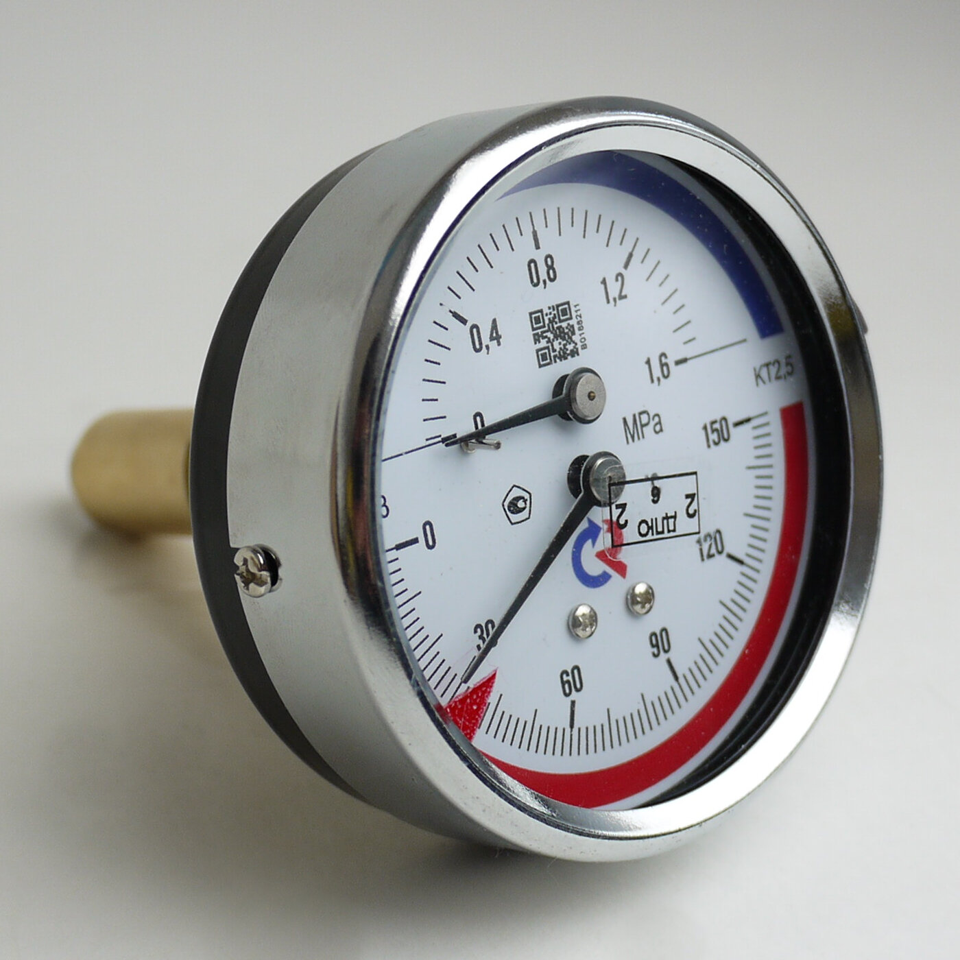 Термоманометр Росма (ТМТБ-31Т.1) 1,6 МПа 150 град 80 мм. 12 класс2,5 аксиальное подключение