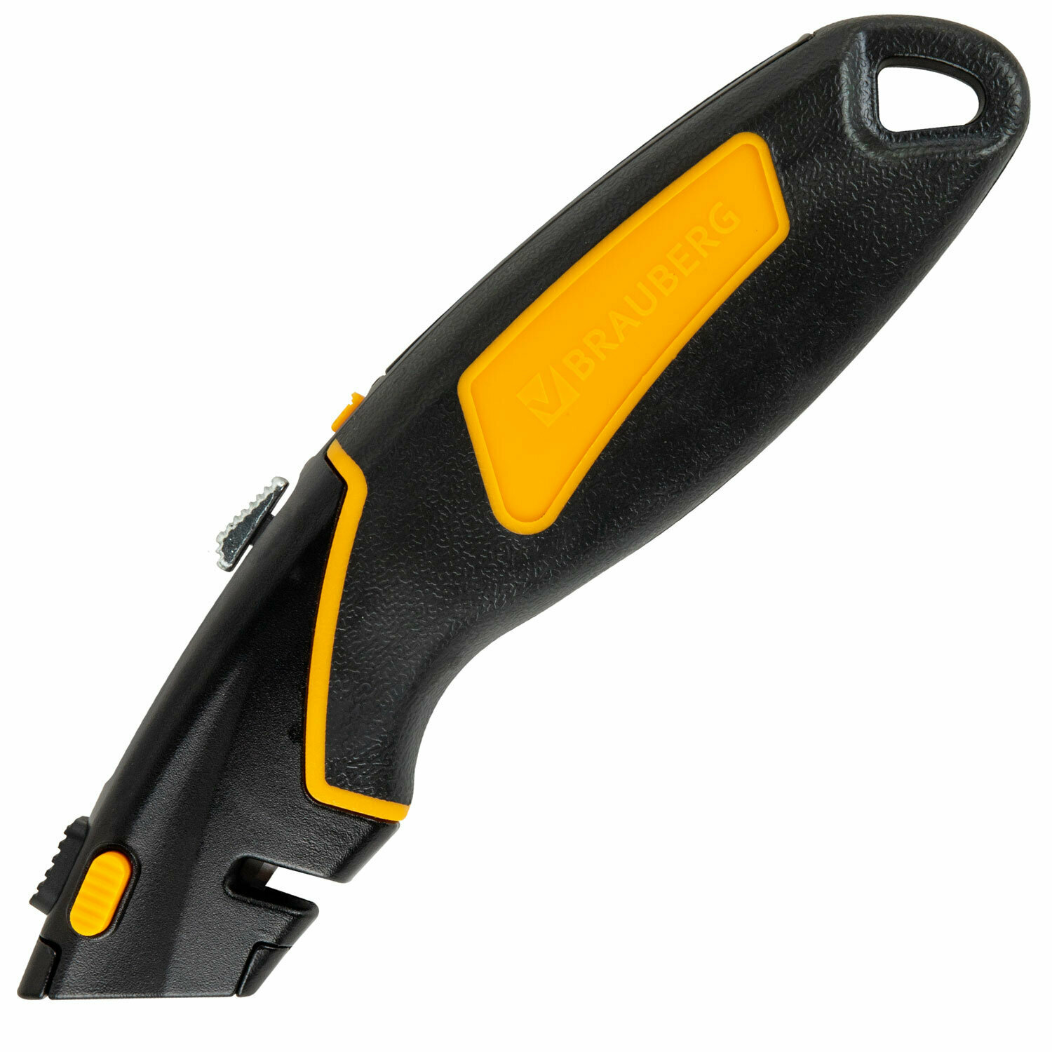 Нож универсальный мощный цинковый BRAUBERG METALLIC PRO, автофиксатор, резиновые вставки, комплект из 2 шт, 238738