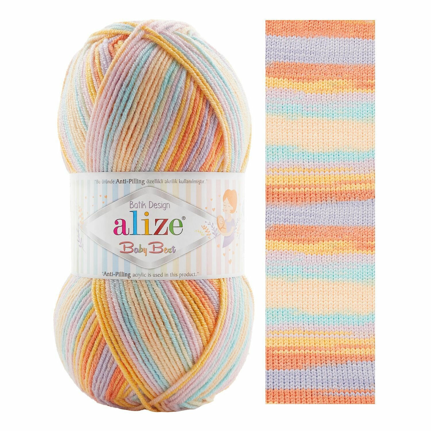 Пряжа BABY BEST BATIK (Alize), принт - 7931, 10% бамбук, 90% акрил антипиллинг, 5 мотков, 100 г, 240 м.
