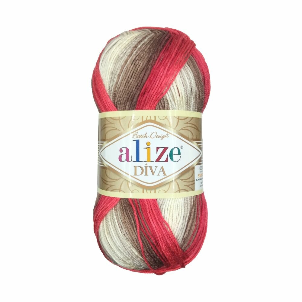 Пряжа для вязания Alize Diva batik 4574 красный коричневый 100 гр/350 м 100% микрофибра