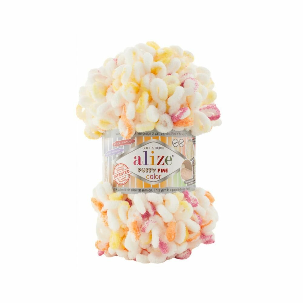 Пряжа для вязания Alize Puffy fine color 6244 оранжевый сиреневый 100 гр/14.5 м 100% микрополиэстер