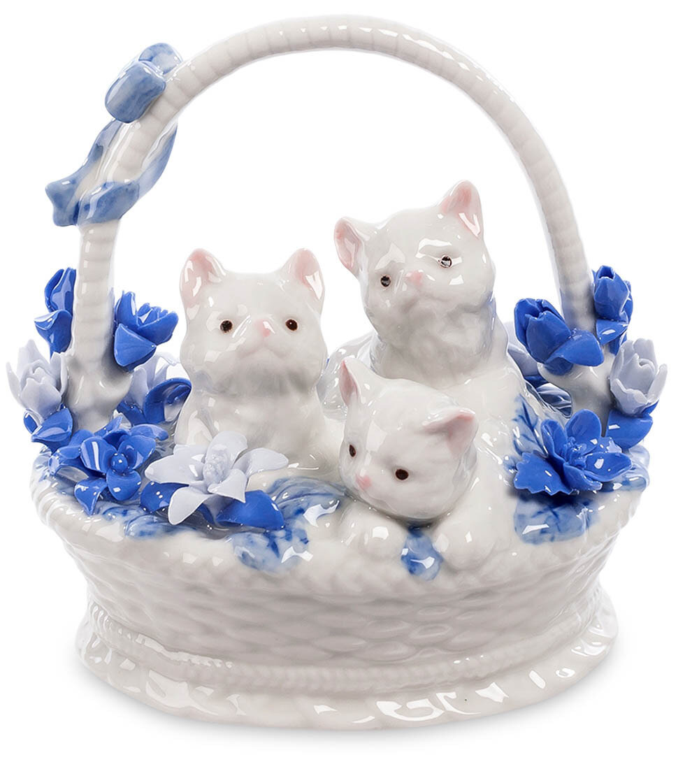 Фигурка декоративная Pavone Котята в корзинк