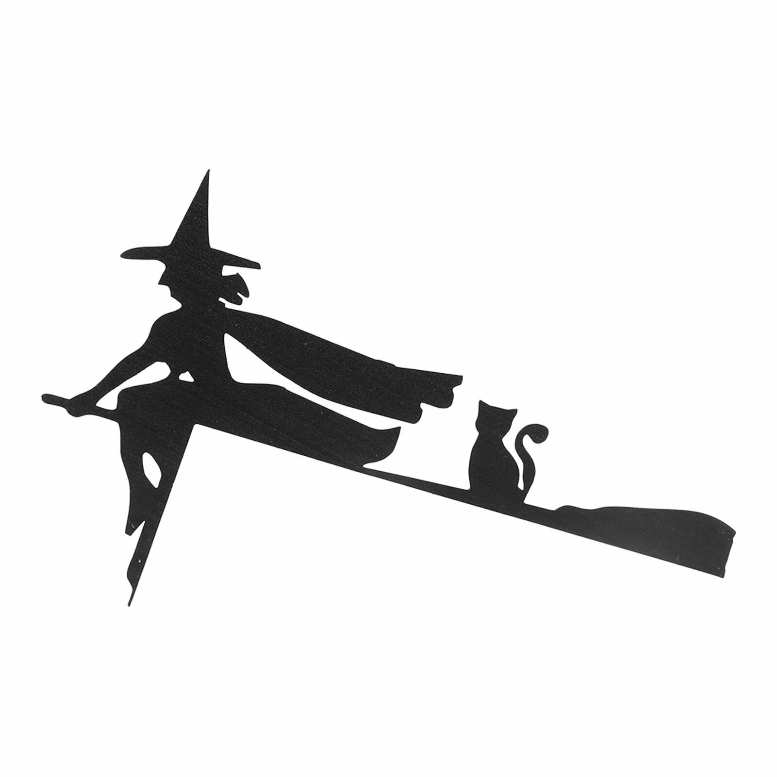 Угловая табличка на дверь с изображением ведьмы на метле и кота. Оригинальный и интересный декор для угла двери. Табличка под прямым углом на Хэллоуин.