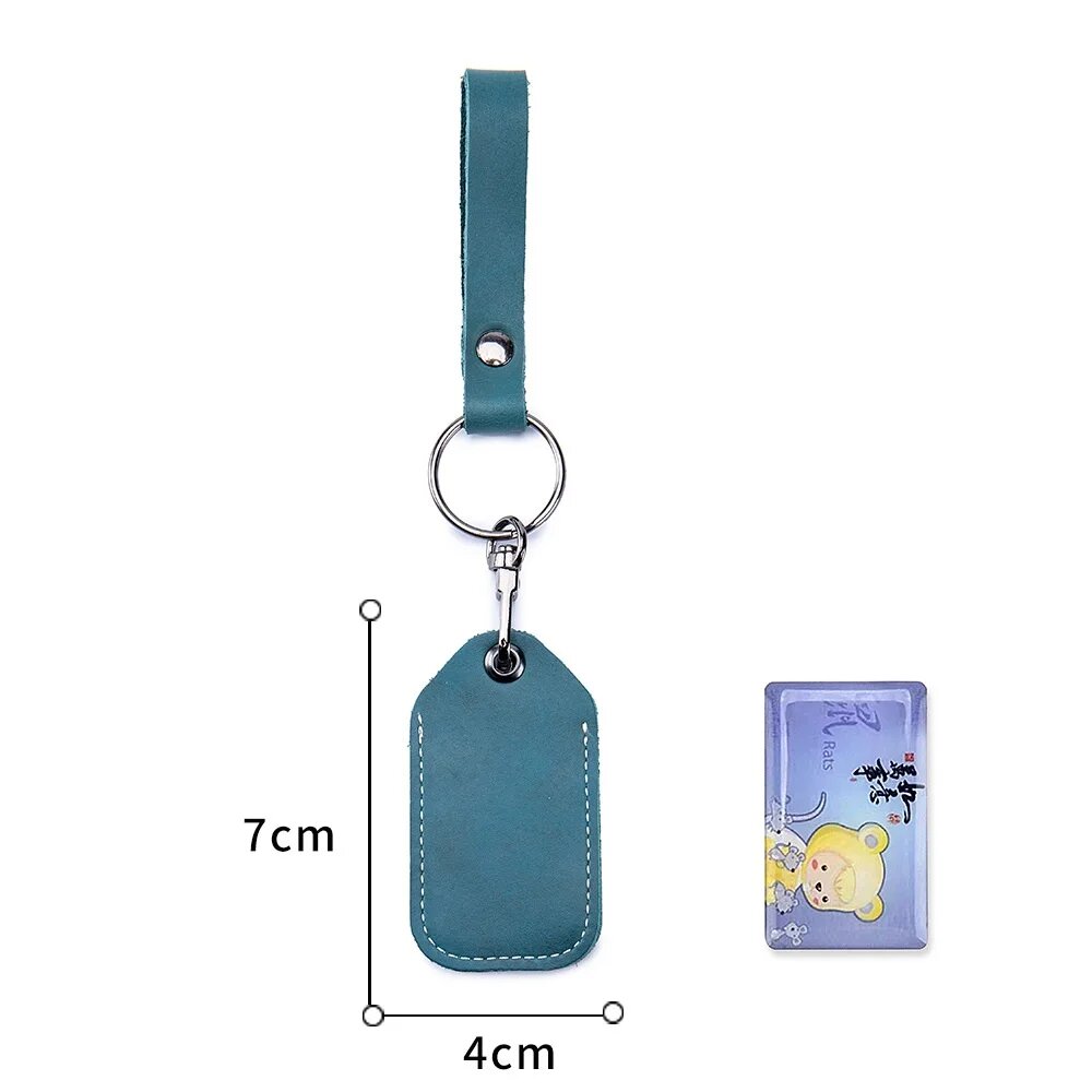 Настраиваемый кожаный чехол, держатель для карт, брелок для удостоверения личности, унисекс, IC, сигнализация, защитный чехол, автомобильный брелок, держатель C Blue