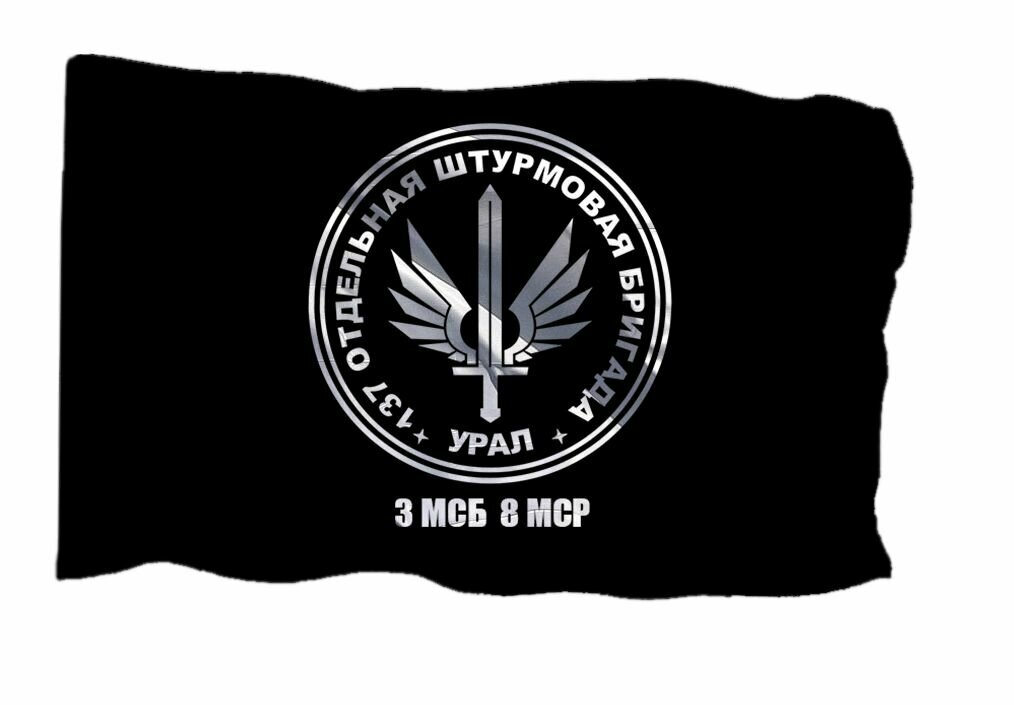 Флаг 3 МСБ 8 МСР 137-й отдельной штурмовой бригады Урал, 70х105 см на шёлке для ручного древка