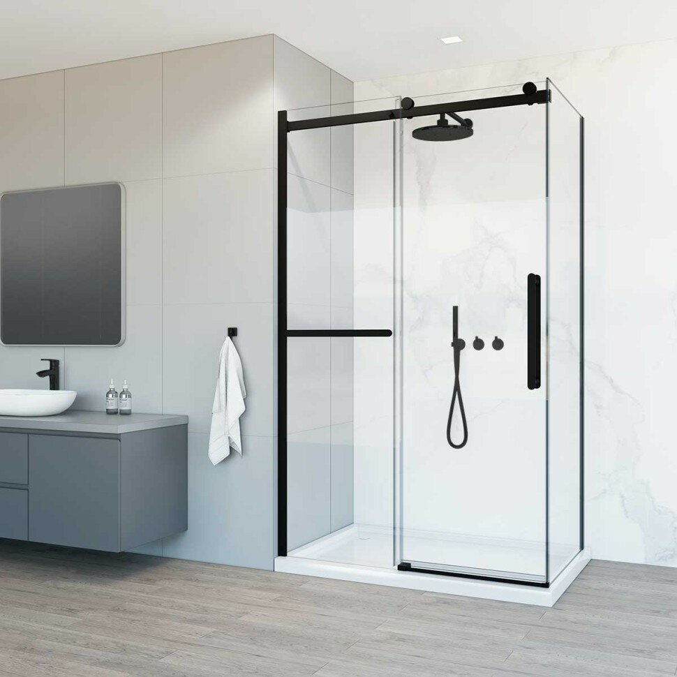 Душевой Уголок Como Soft Vsr-1cs9011clb, 1100*900, Черный, Стекло Прозрачное