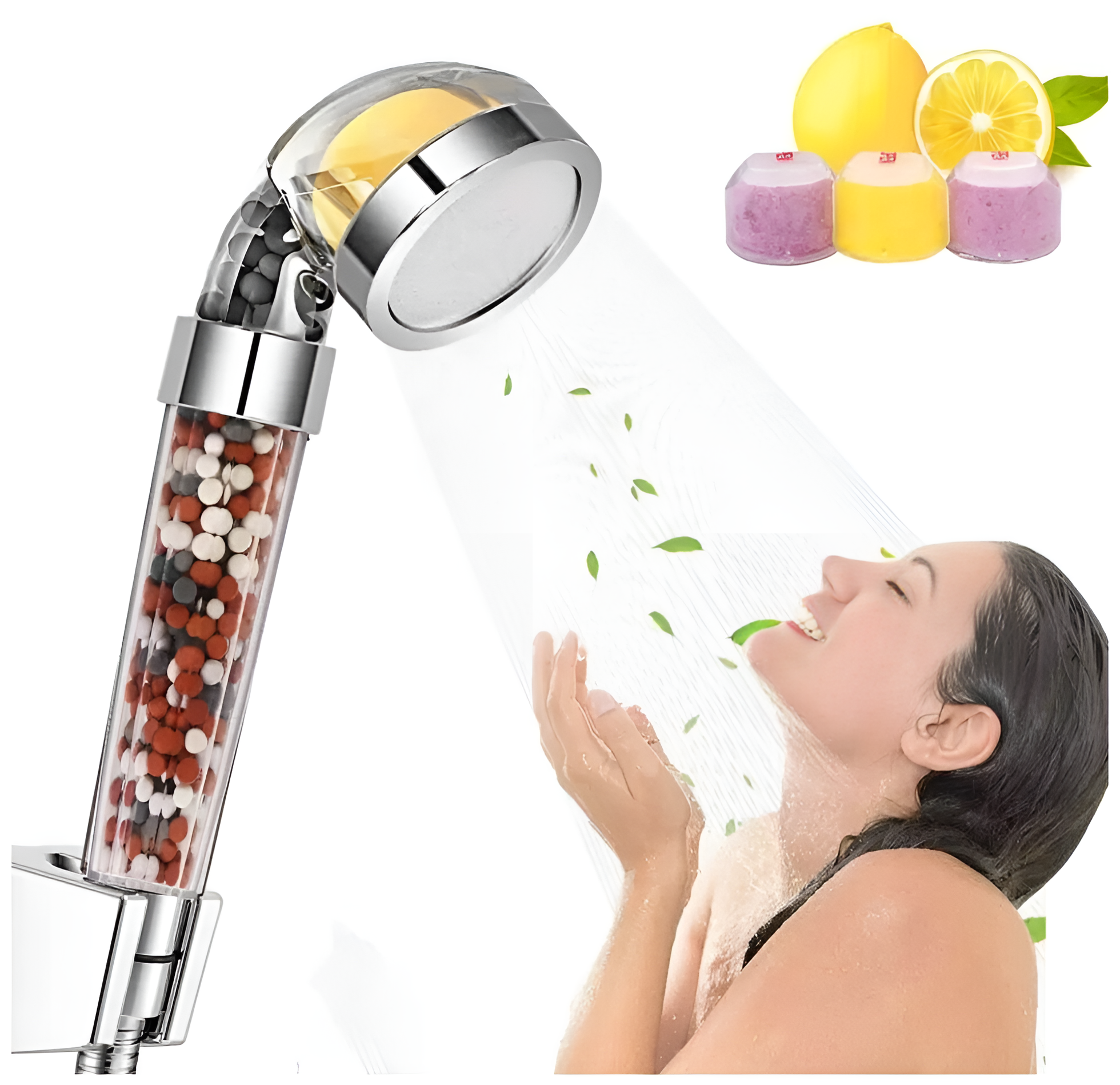 Лейка для душа антибактериальная с фильтром и ионизатором с витамином С, круглая