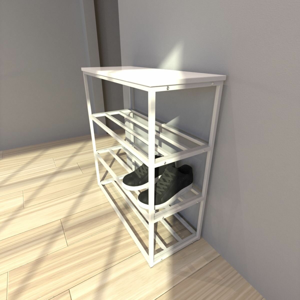 Обувница Позитив СпецТорг, высокая, белая, металлическая, 73х30х76 см